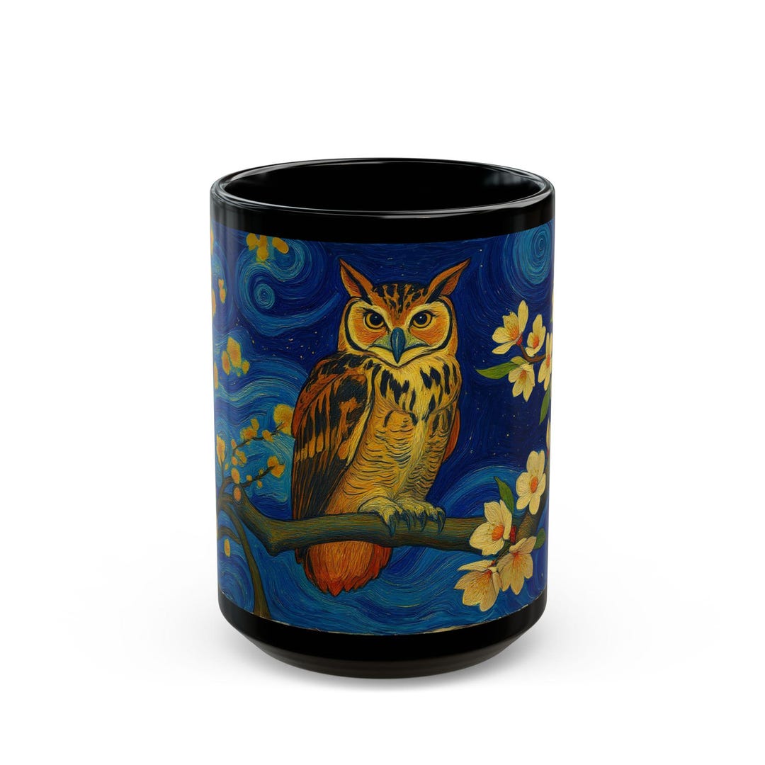 Van Gogh Athena Owl Mug: Mythology Art Coffee Cup - Etsy