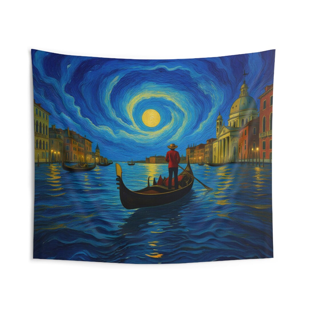 Van Gogh Venice Tapestry – Moonlight Gondola Wall Art - Etsy
