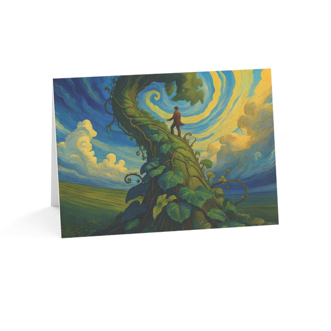Van Gogh Jack and the Beanstalk Art: Whimsical Greeting Card - Etsy