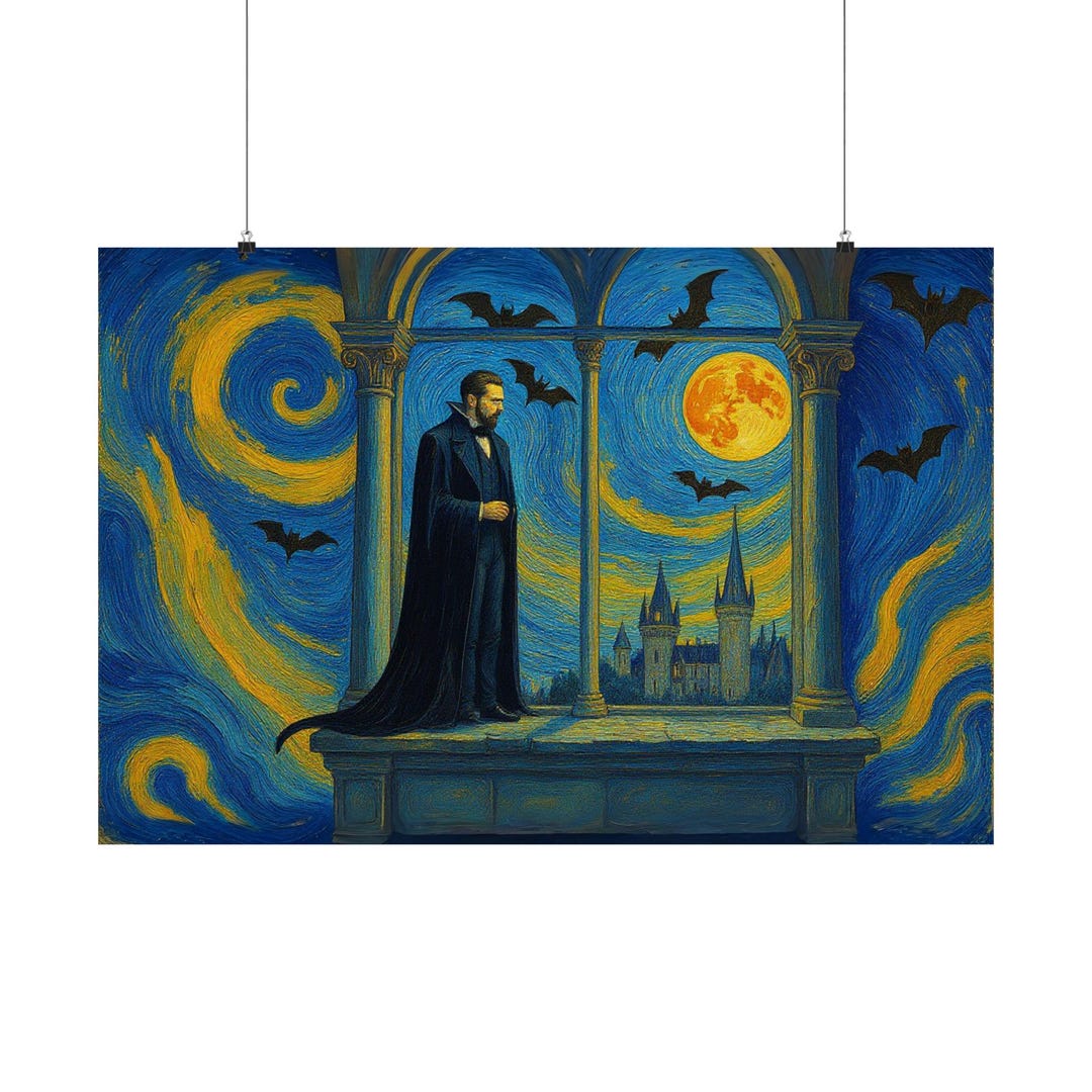 Van Gogh Dracula Print: Gothic Horror, Starry Night Vampire Art - Etsy