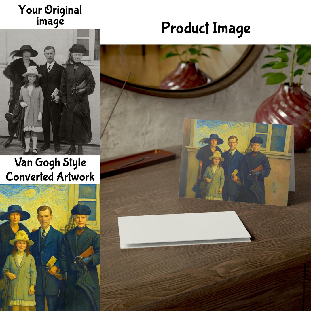 Custom Van Gogh Style Portrait Greeting Card – Artistic Photo Gift - Etsy