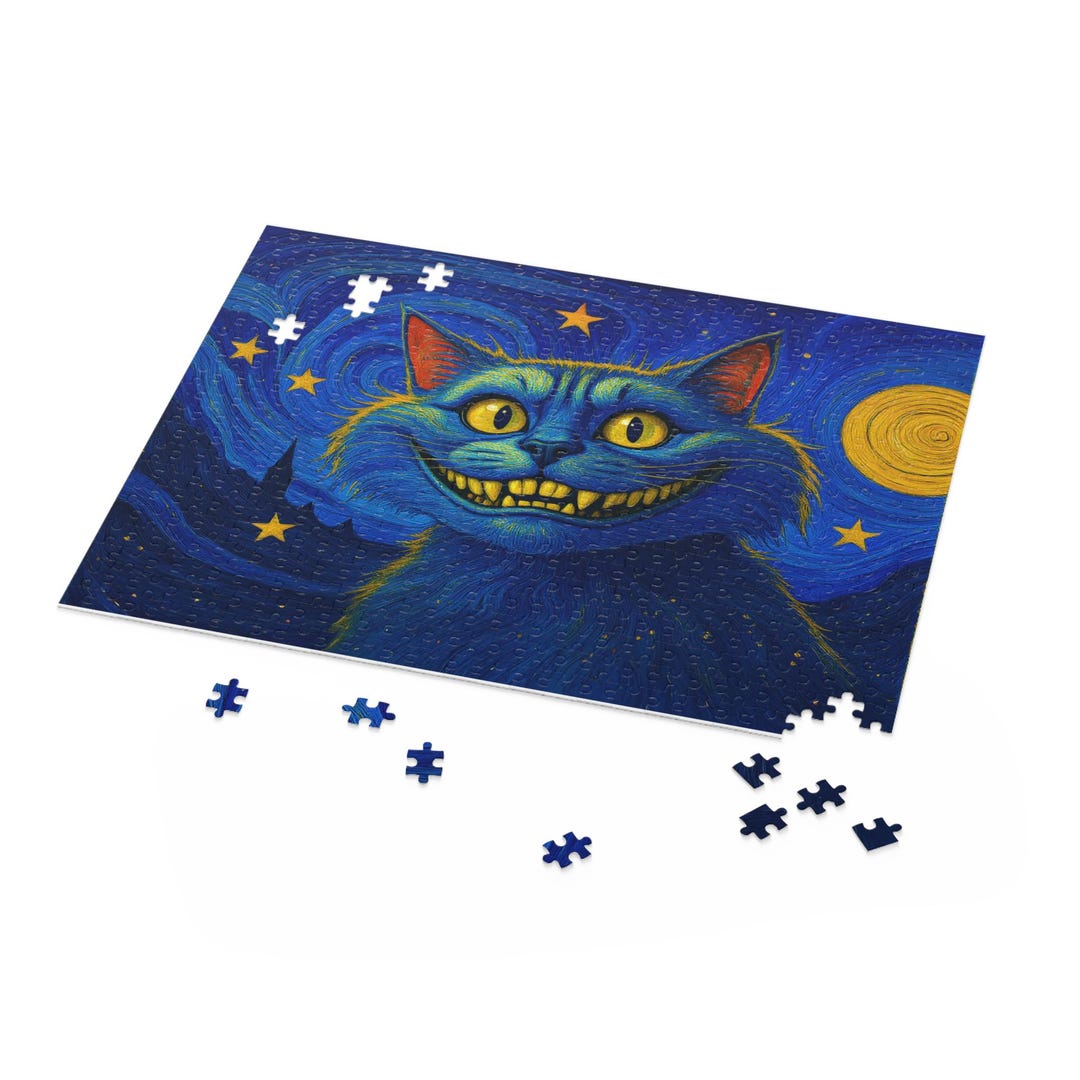 Cheshire Cat Jigsaw Puzzle: Alice in Wonderland, Van Gogh Style - Etsy