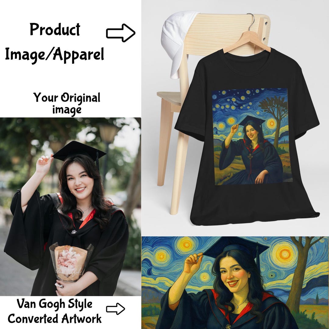 Custom Van Gogh Style Graduation Portrait Hoodie - Artistic Gift - Etsy