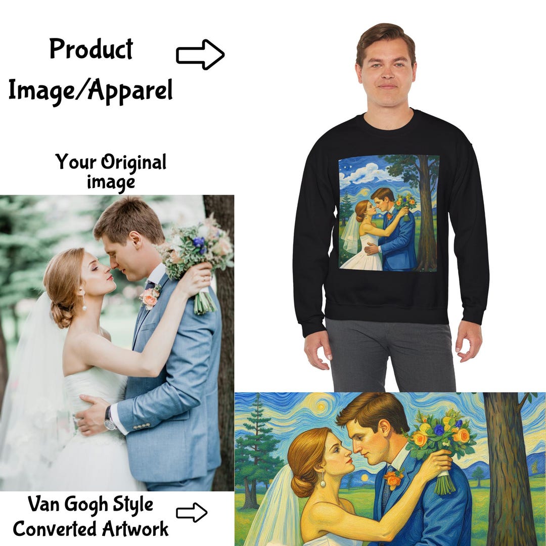 Custom Van Gogh Style Wedding Portrait – Couple Art Hoodie - Etsy
