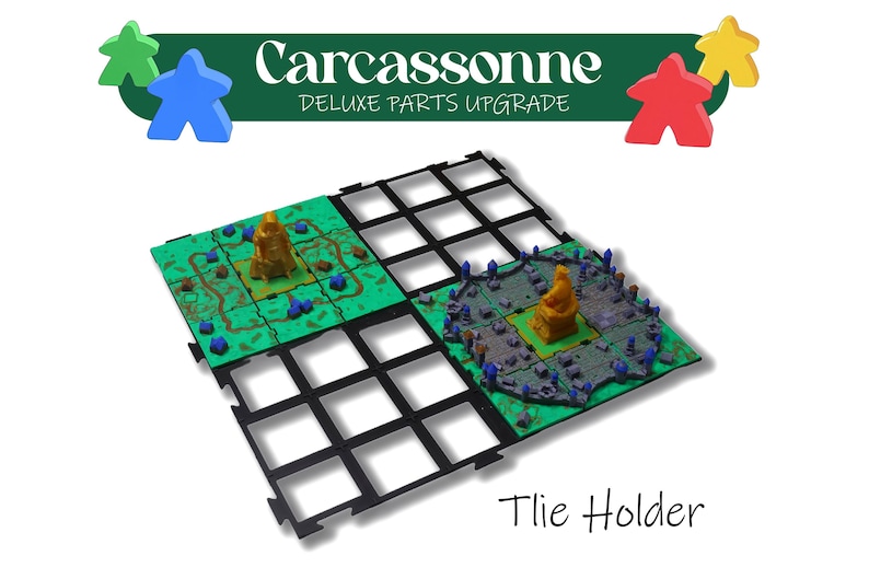3D Printed Tile Grid Tray, Compatible With Carcassonne, Karak, Cacao ...