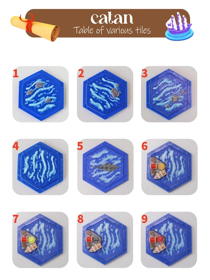 3D Print Catan Boardgame Upgrade Tiles, Set of 18 Tiles - Etsy