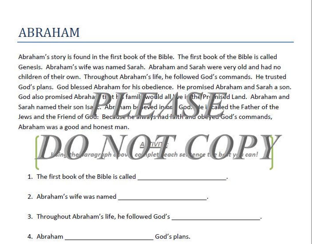 Abraham Bible Story Christian Homeschool Sunday School Classroom ...