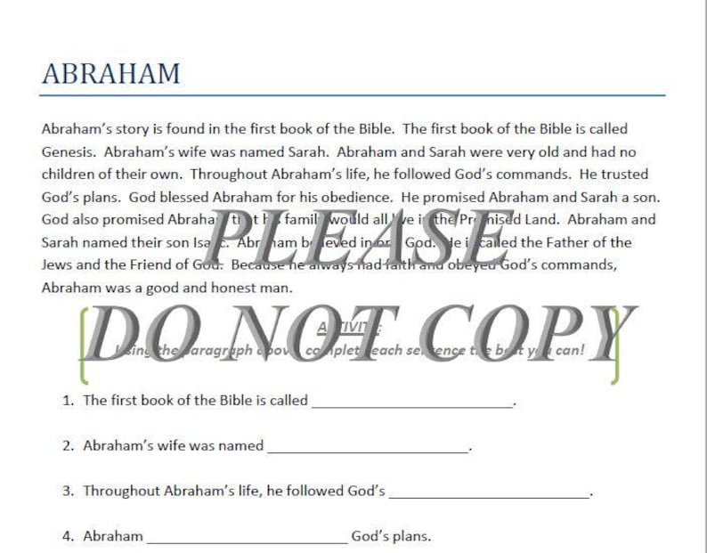 Abraham Bible Story Christian Homeschool Sunday School Classroom ...