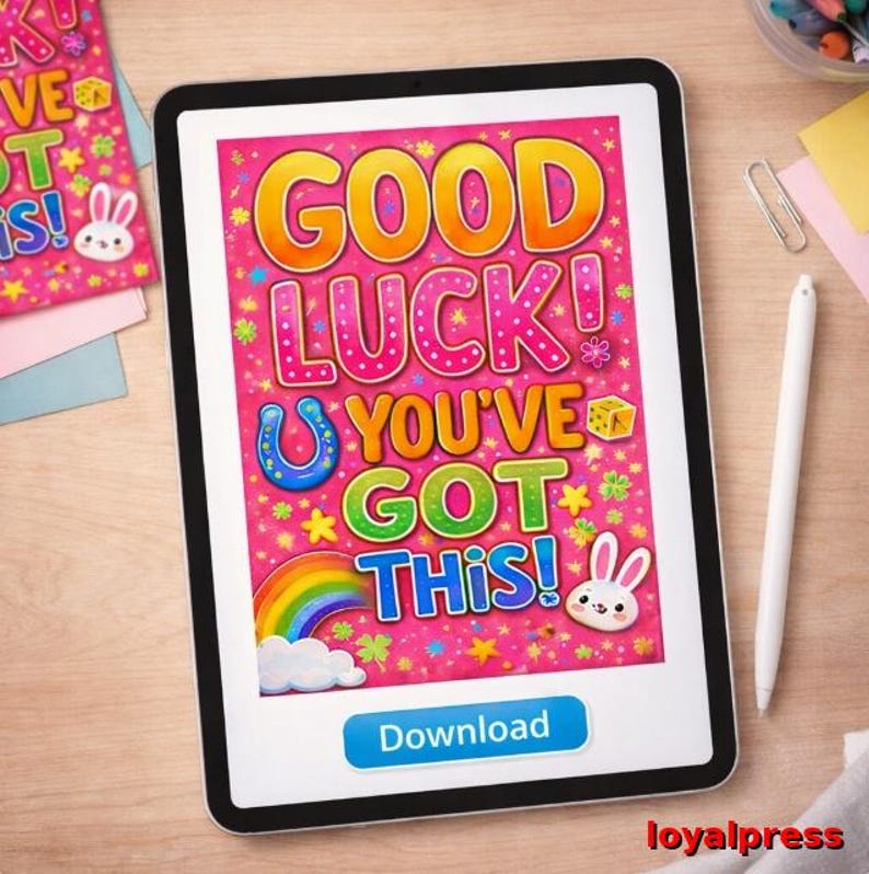 Good Luck Greeting Card Printable, Encouragement Motivation Card, Exam ...