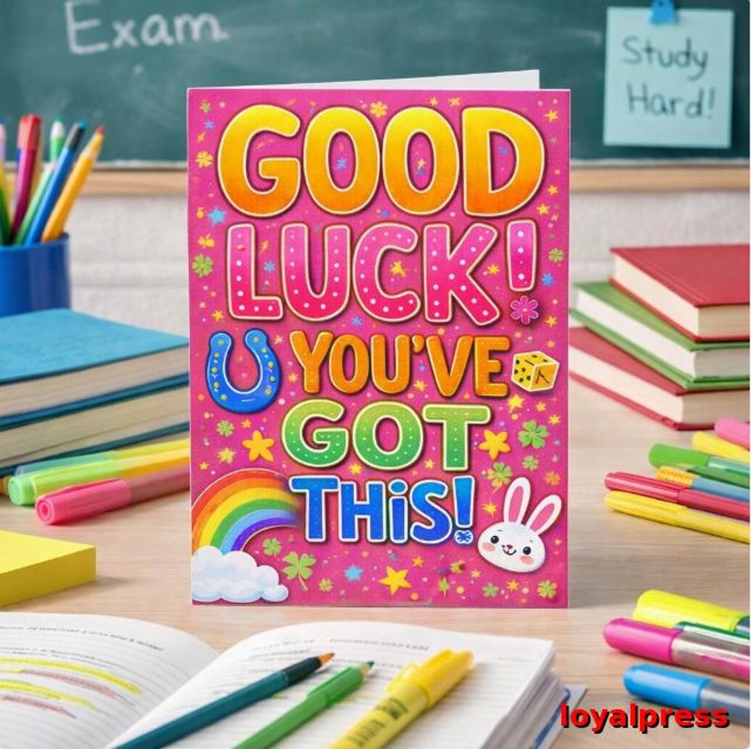 Good Luck Greeting Card Printable, Encouragement Motivation Card, Exam ...