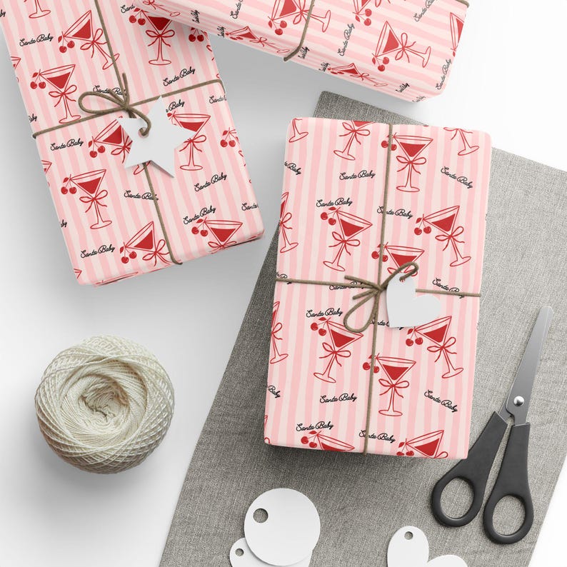 Martini Christmas Wrapping Paper: 'santa Baby' Pattern, Eco-friendly ...