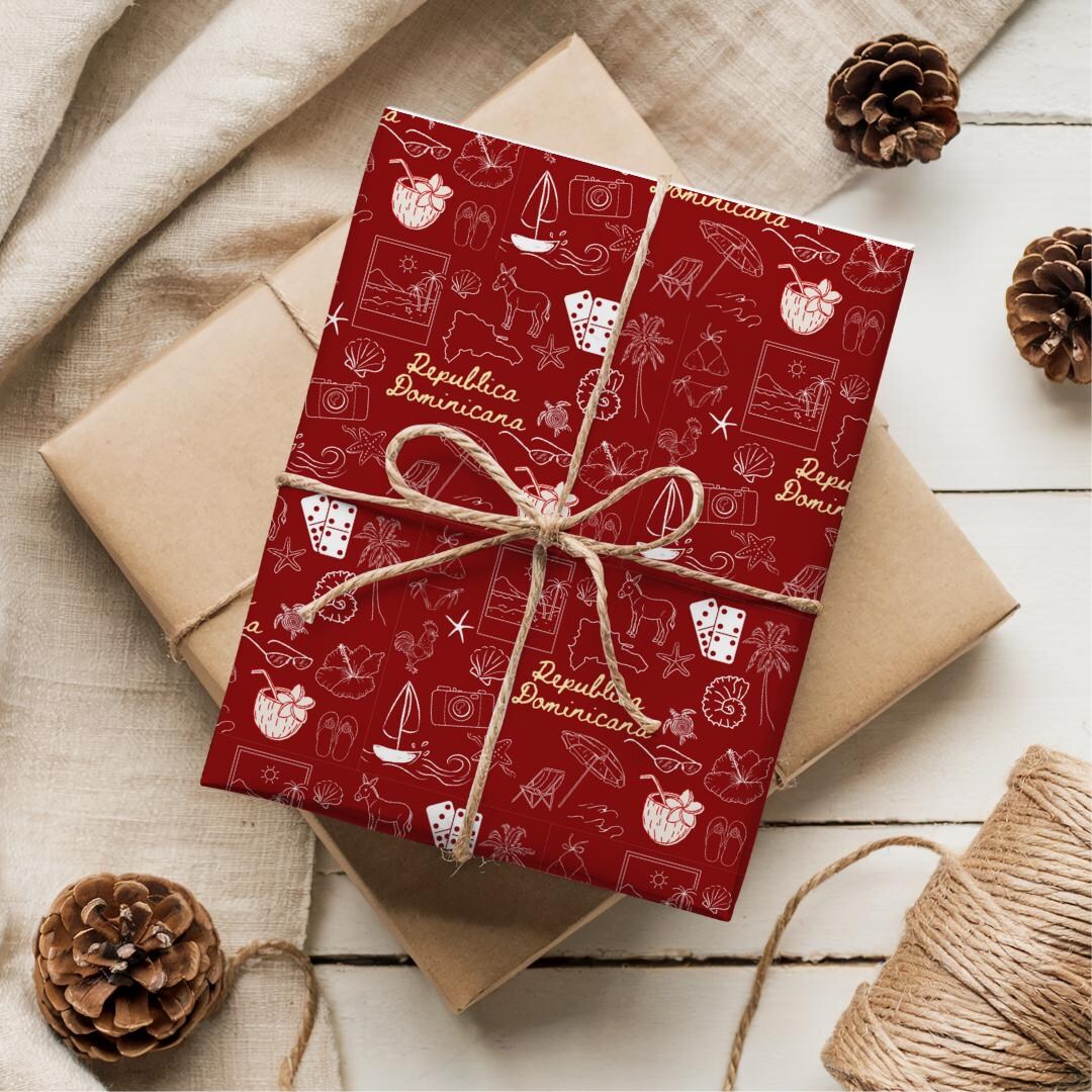 Dominican Republic Gift Wrap | Eco-friendly Holiday Wrapping Paper ...