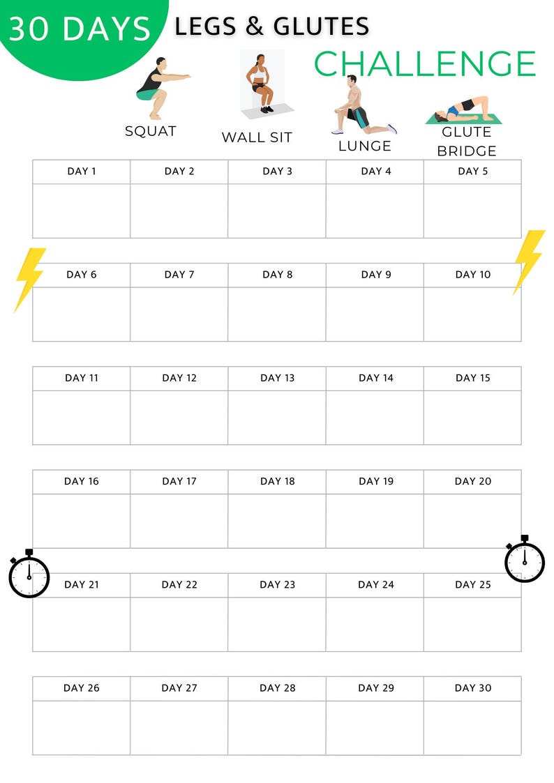 30-day Legs & Glutes Home Workout Challenge (PDF Planner) - Etsy UK