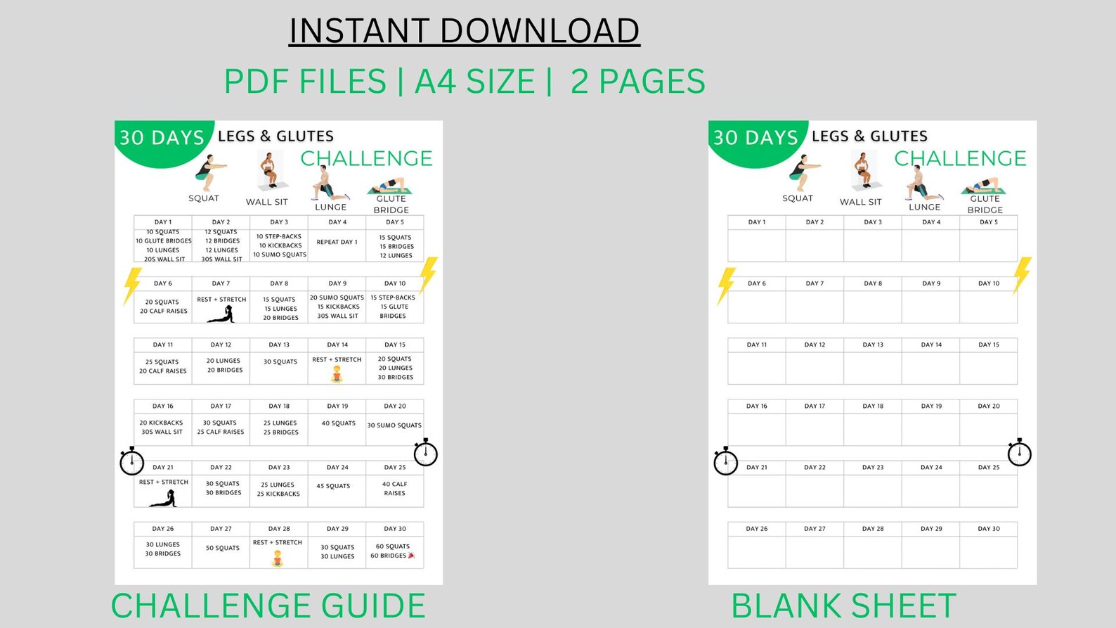 30-day Legs & Glutes Home Workout Challenge (PDF Planner) - Etsy UK