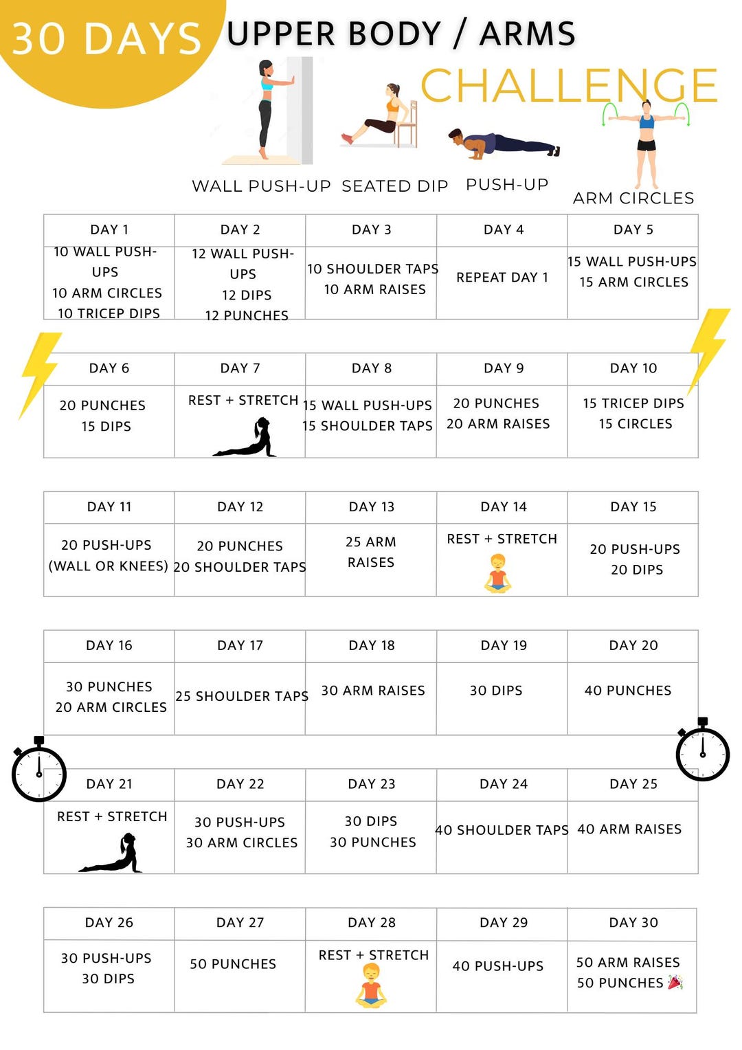 30-day Upper Body Workout Challenge | At-home Fitness (digital Exercise ...