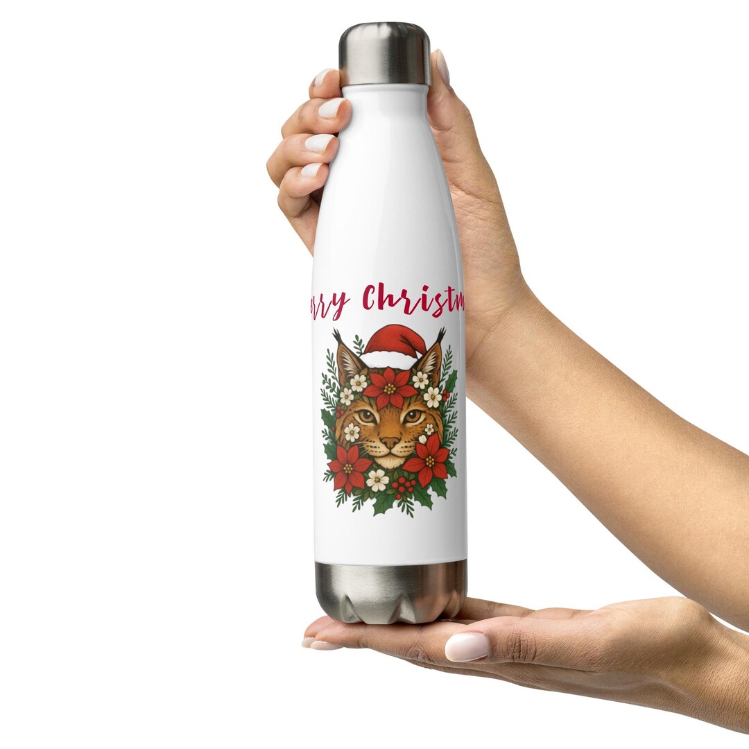 Christmas Lynx Stainless Steel Water Bottle – Holiday Floral Gift - Etsy