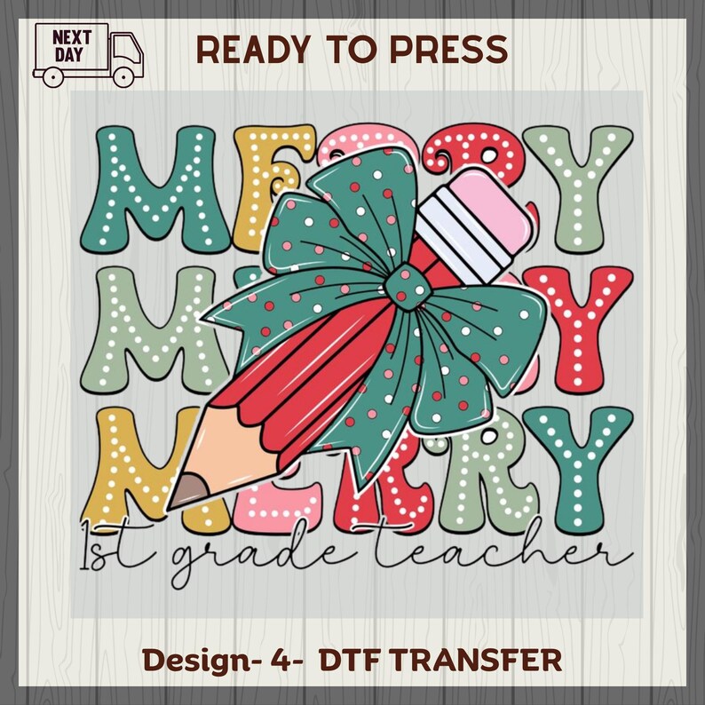 Merry Teacher Bright Students DTF Transfer – Classroom Christmas Heat ...
