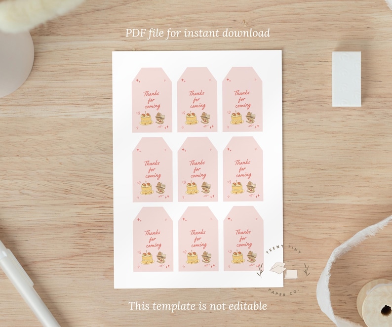 Jellycat Desserts Birthday Thank You Tags | Printable Party Favor ...