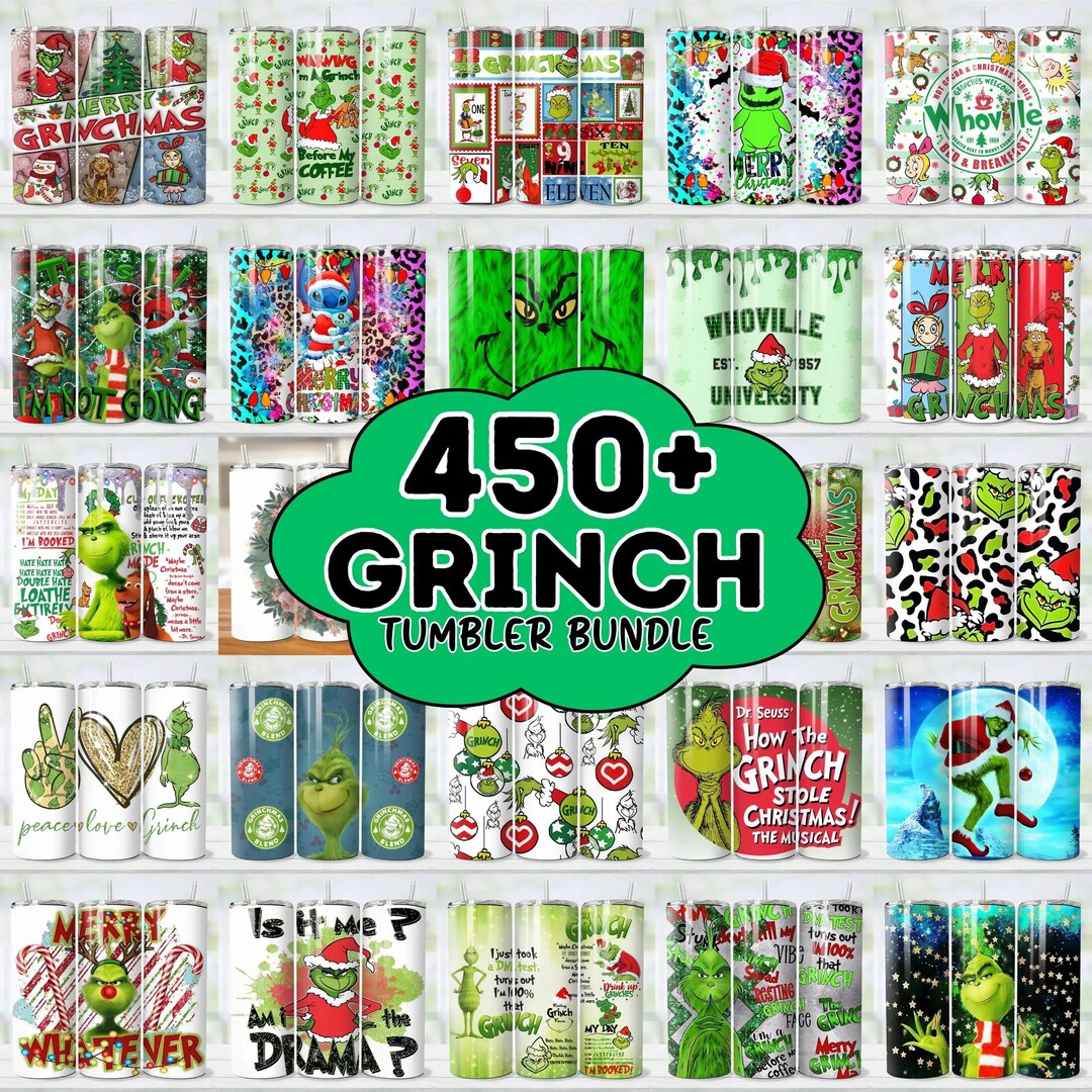 Grinch Tumbler Wrap Bundle, 20 Oz Skinny Tumbler Wrap, 20oz Tumbler Png ...