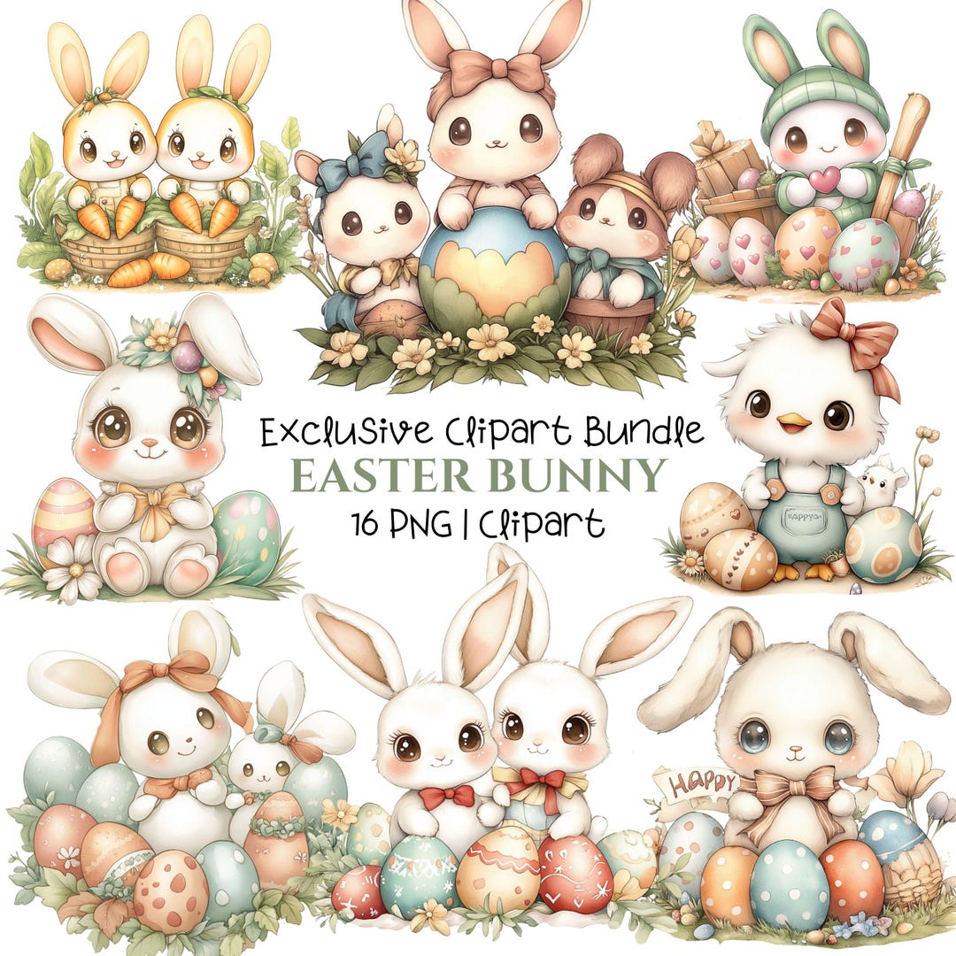 Easter Bunny Clipart : Pastel Spring Holiday Graphics for Invitations ...