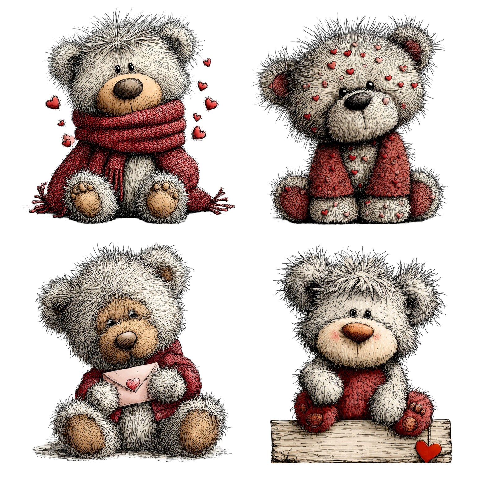 Whimsical Valentine Teddy Bear Clipart: Heartfelt Love Graphics ...