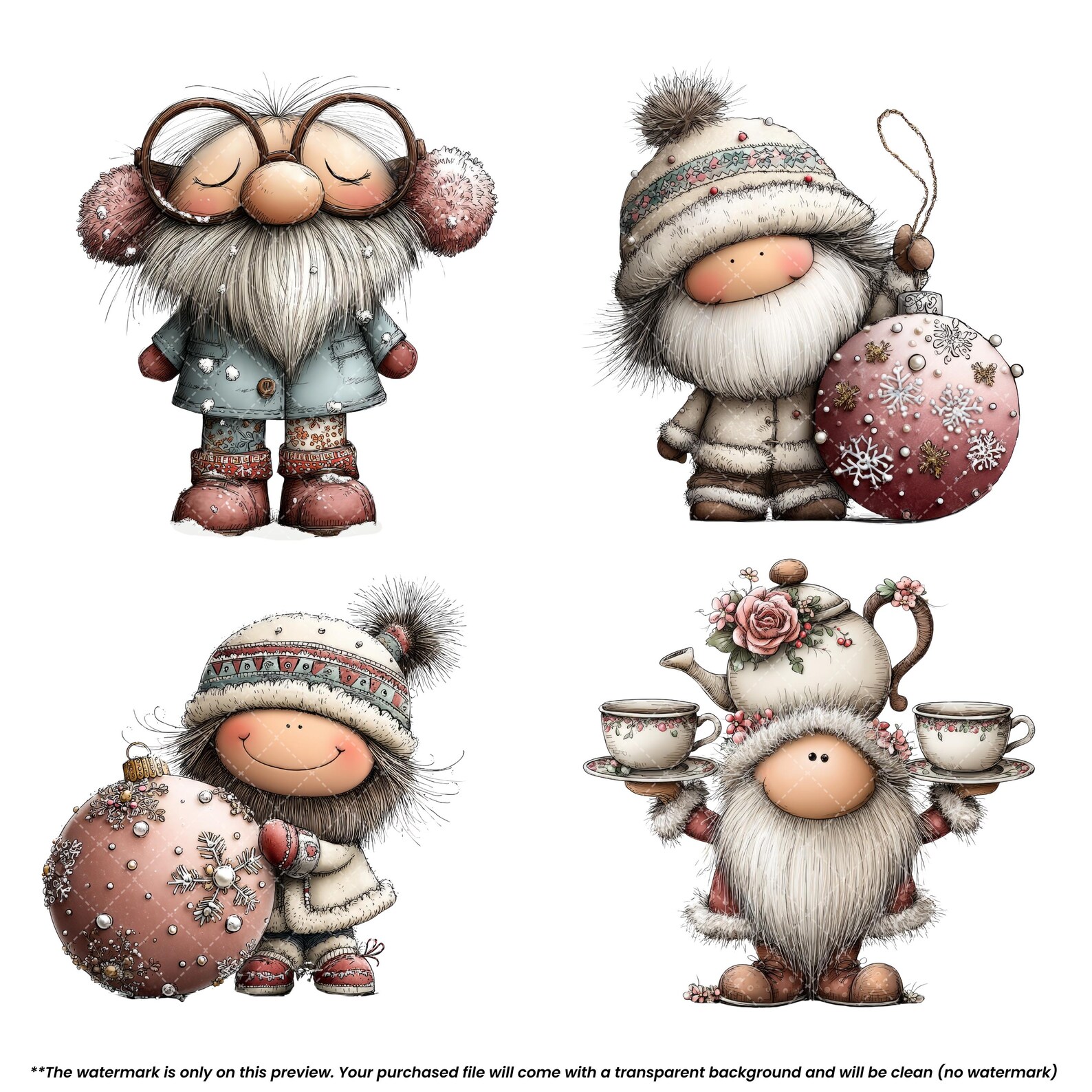 Christmas Santa Reindeer Clipart: Cozy Whimsical Holiday Graphics ...