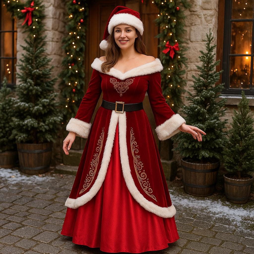 Mrs. Claus Velvet Costume Dress: Festive Holiday Cosplay - Etsy