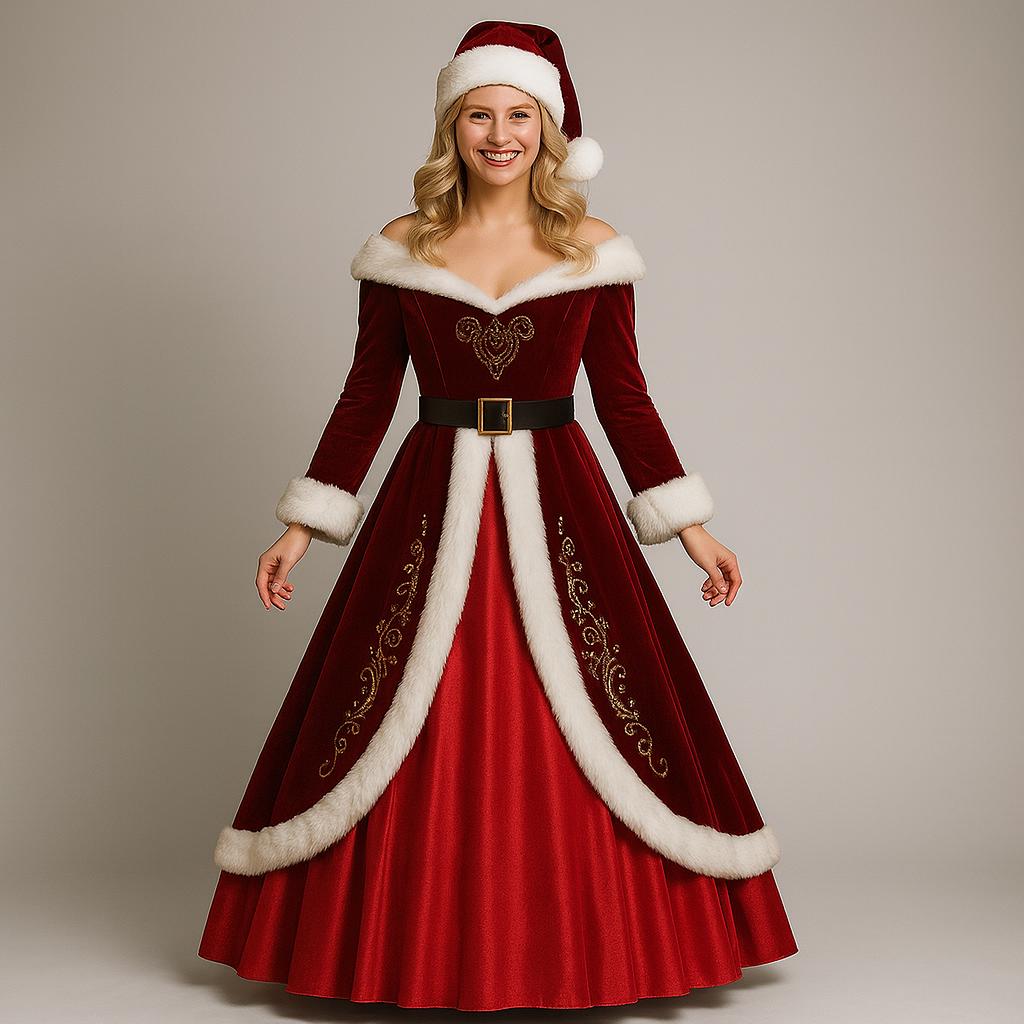 Mrs. Claus Velvet Costume Dress: Festive Holiday Cosplay - Etsy