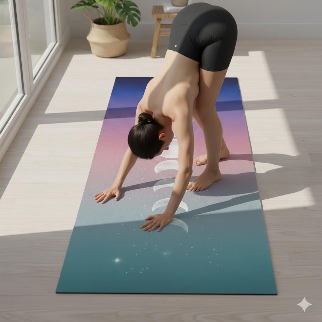 Moon Phase Yoga Mat| Extra Thick Natural Rubber, Non-slip Celestial ...