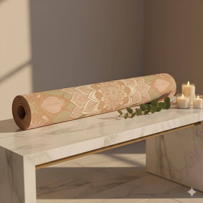 Mandala Suede Yoga Mat - Non Slip Natural Rubber Base - Aesthetic Boho ...