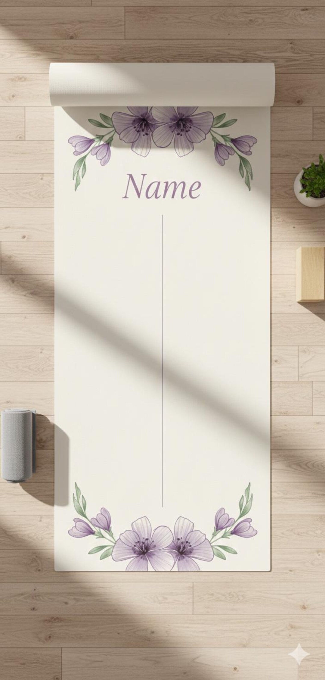 February Birth Flower Yoga Mat – Personalized Violet Yoga Mat With ...