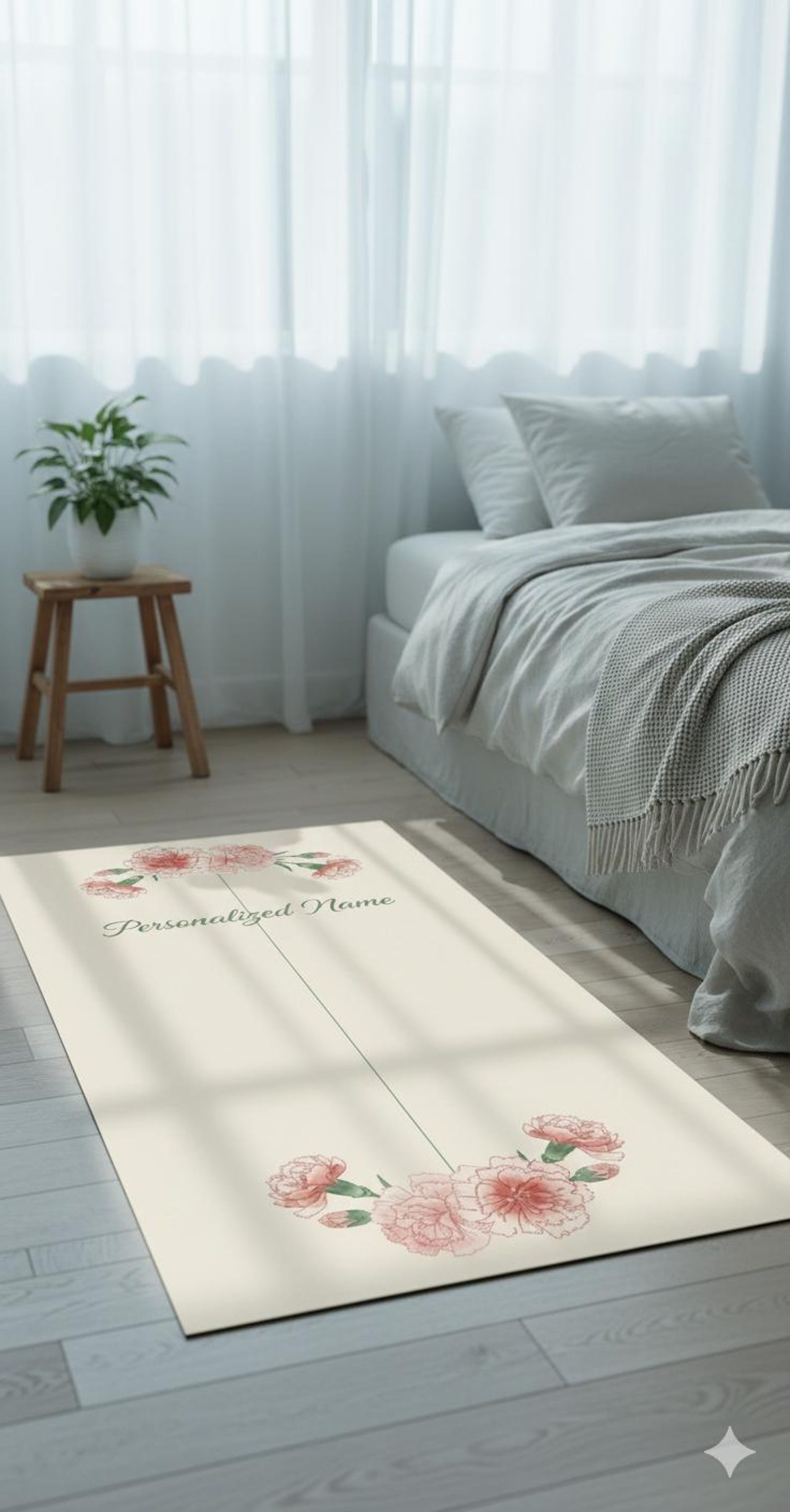 January Birth Flower Yoga Mat – Personalized Carnation Alignment Yoga ...