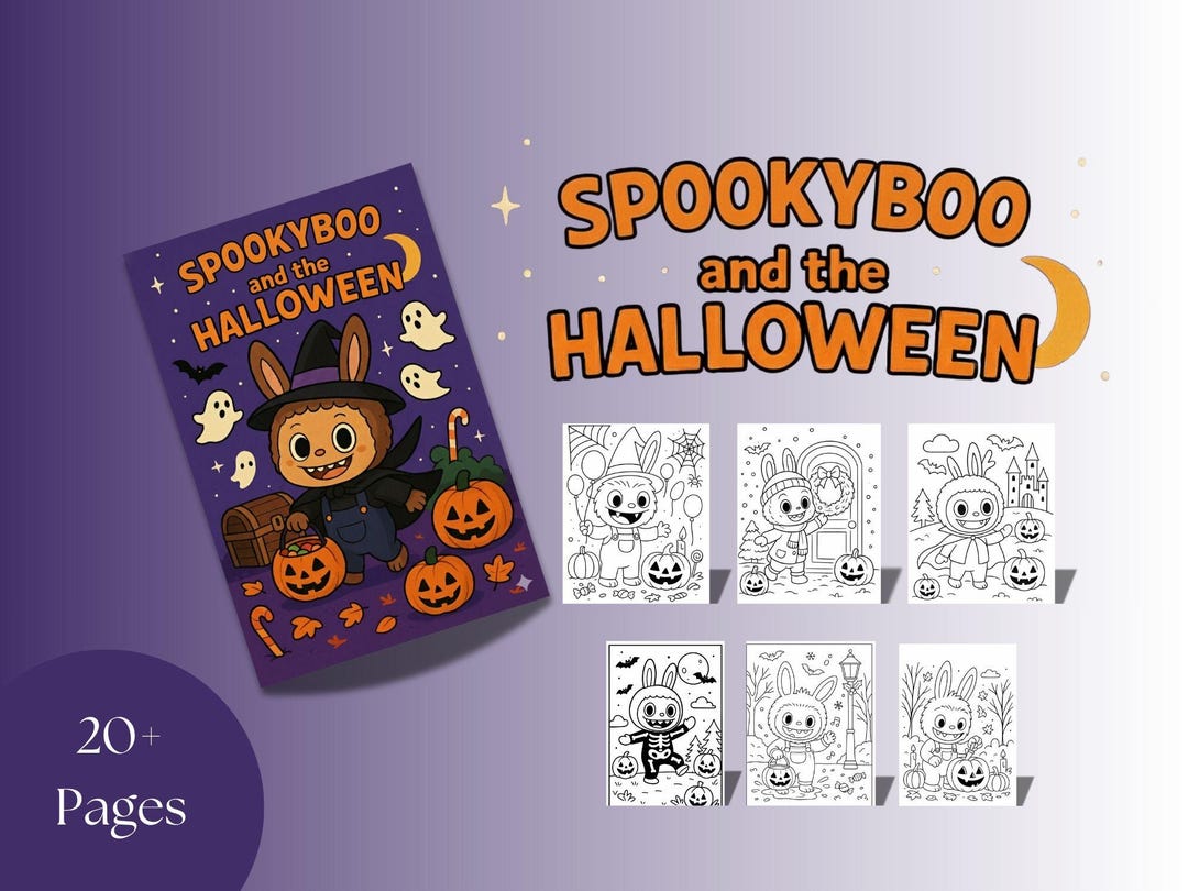 Spookyboo Halloween Coloring Book Cozy Halloween Kawaii Ghost Designs ...