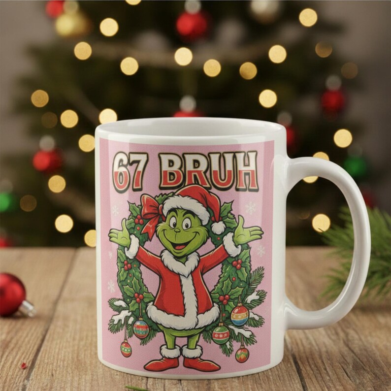 Funny Six Seven Bruh Meme Christmas Grinch PNG, 67 Grinch Xmas Png ...