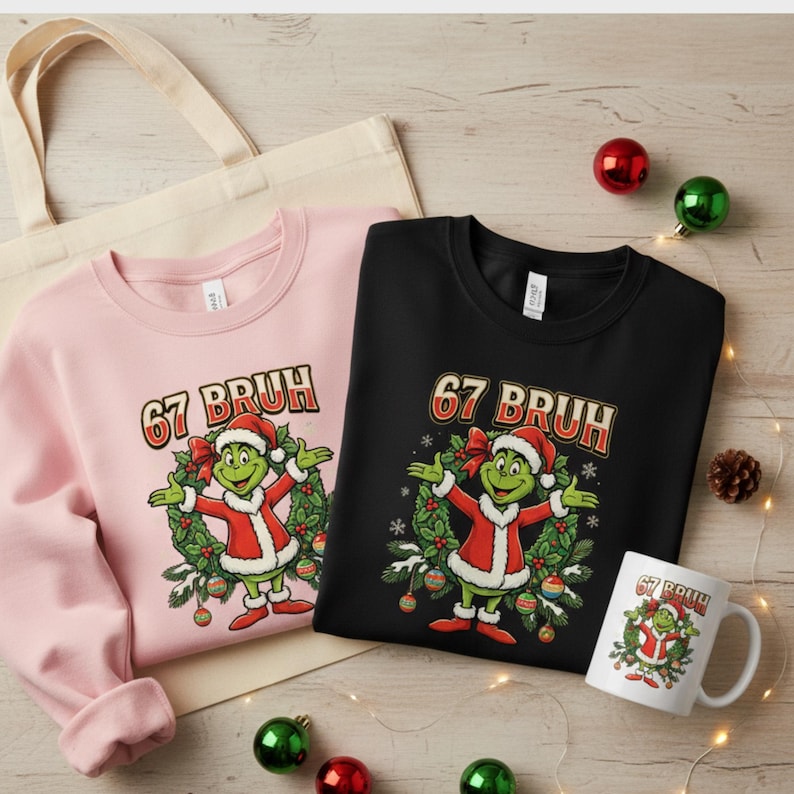 Funny Six Seven Bruh Meme Christmas Grinch PNG, 67 Grinch Xmas Png ...