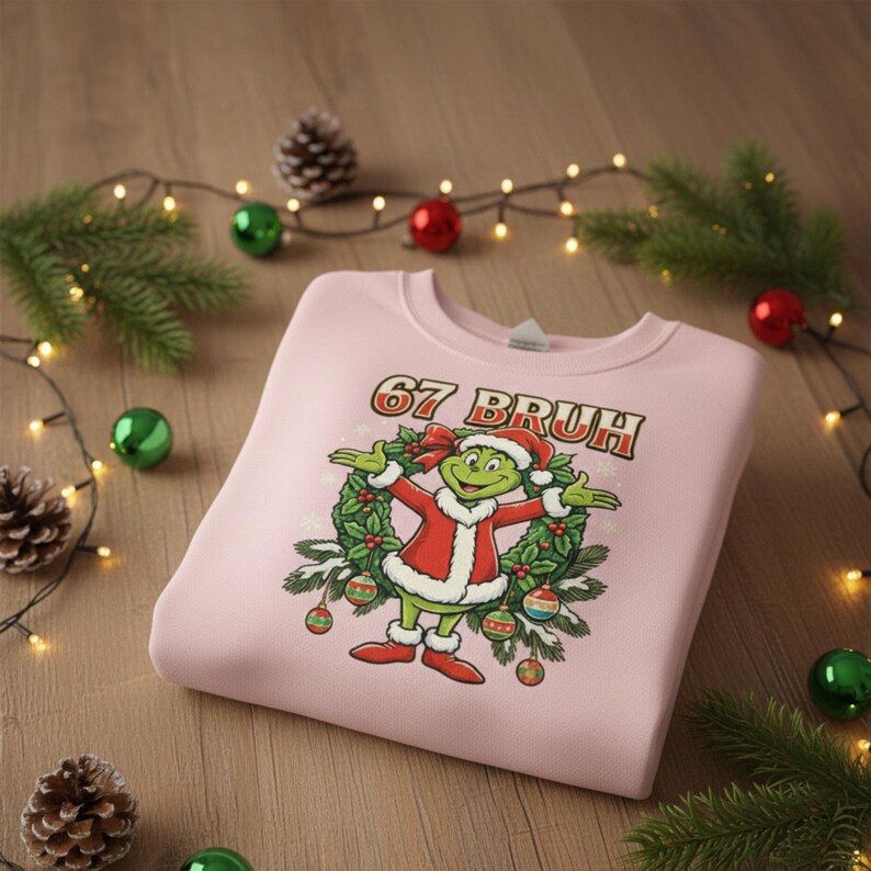Funny Six Seven Bruh Meme Christmas Grinch PNG, 67 Grinch Xmas Png ...