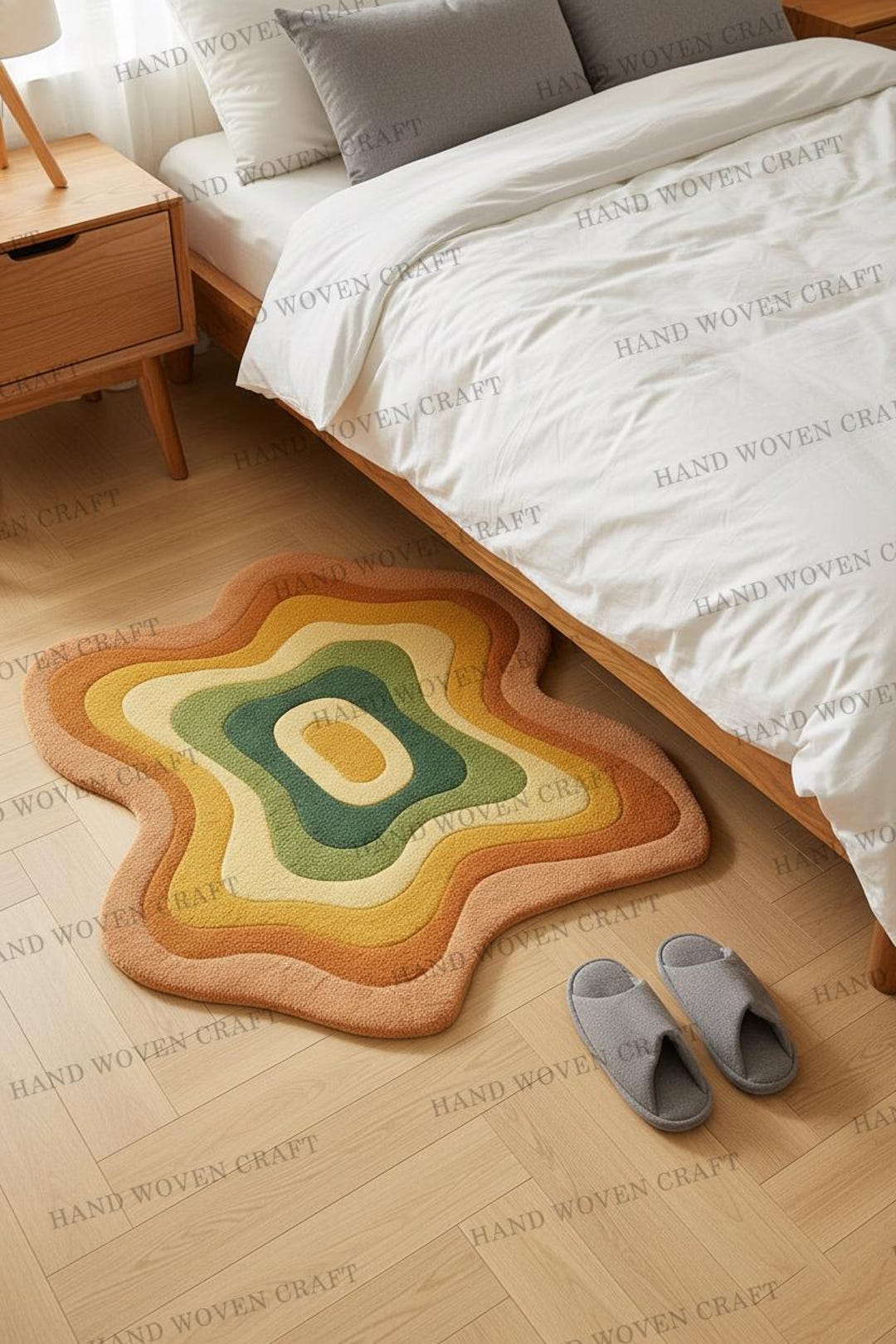 Retro Wavy Blob Rug – Hand Tufted Abstract Area Carpet, 70s Inspired ...