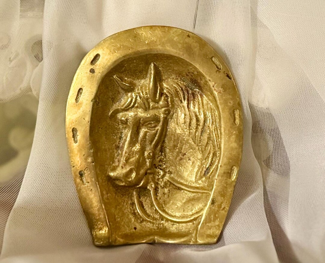 Vintage Brass Horseshoe Trinket Dish | Western Horse Decor - Etsy