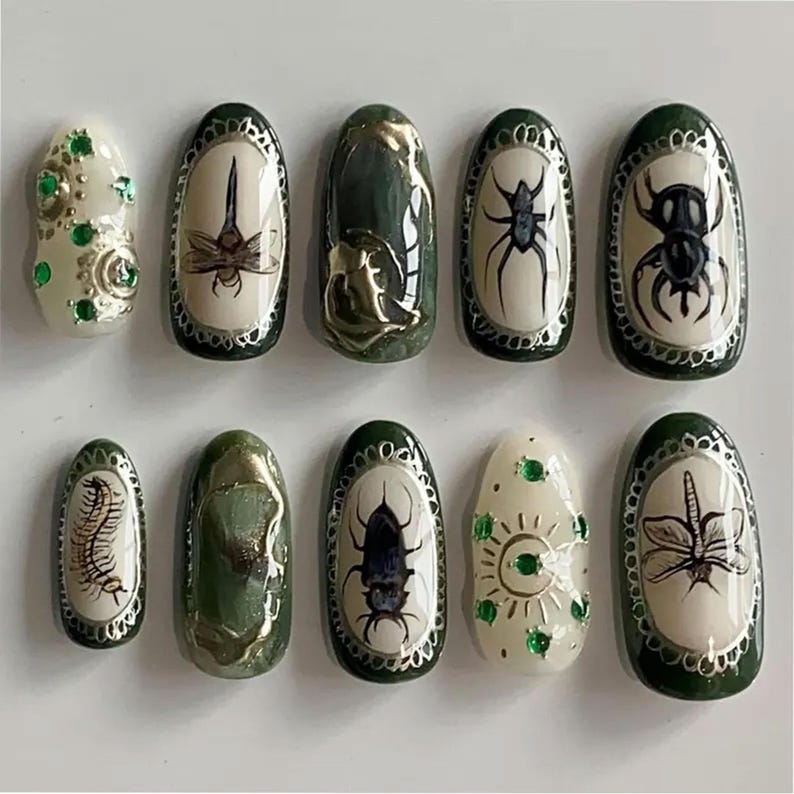 Handmade Gothic Bug Press on Nails | Insect, Spider & Beetle Art With ...