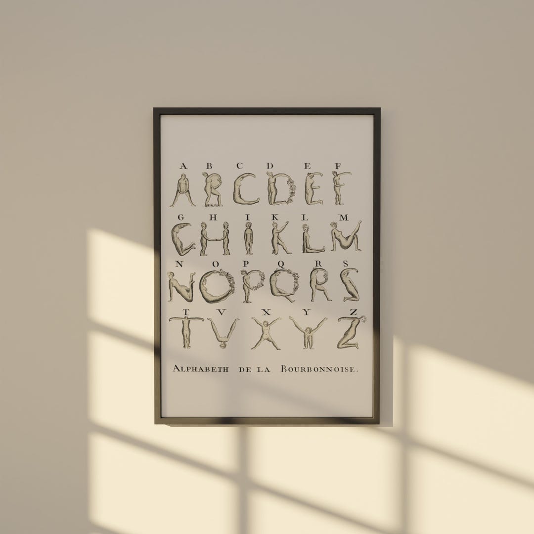Vintage Human Alphabet Poster & Canvas, Antique French Typography Wall ...