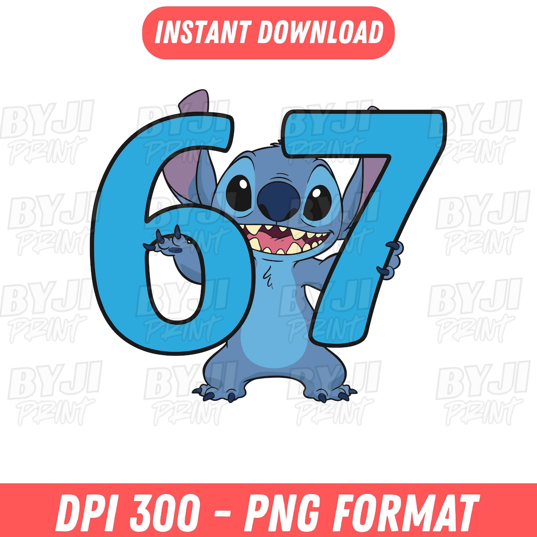 Stitch Six Seven Meme 6 7 PNG | Sublimation Print File Transparent ...