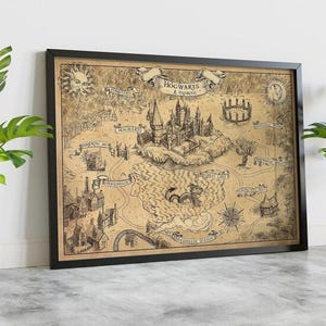 Wizarding World Map Art Print, Vintage Fantasy Decor (digital Download ...