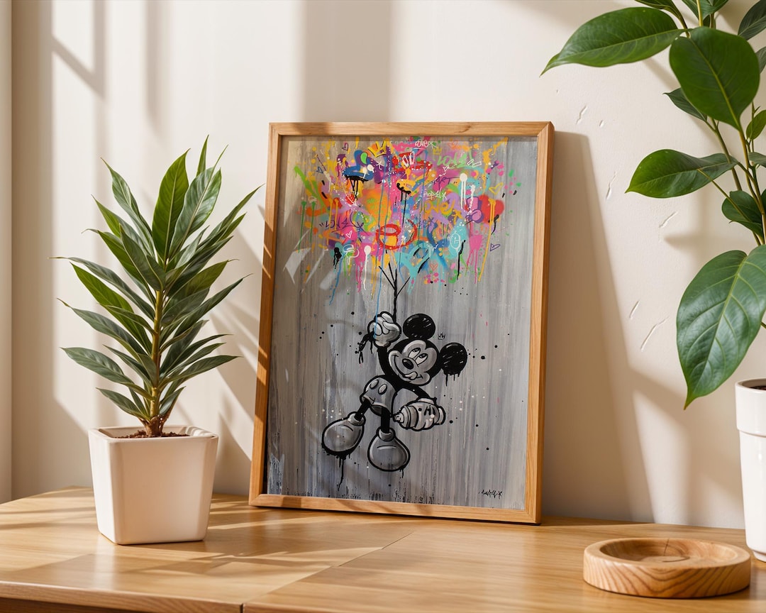 Banksy Mickey Mouse Graffiti Art Print, Kids Room Decor (digital ...