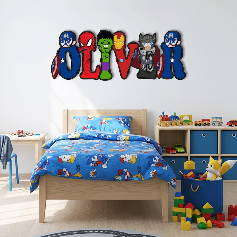 Personalized Superhero Name Sign, Avengers Inspired Wooden Name Letters ...