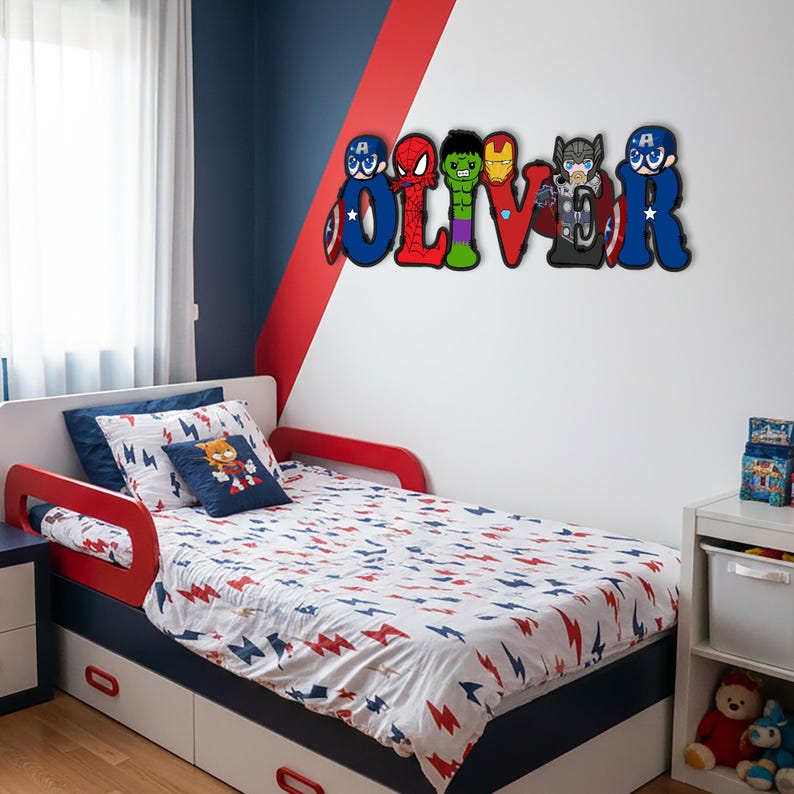 Personalized Superhero Name Sign, Avengers Inspired Wooden Name Letters ...