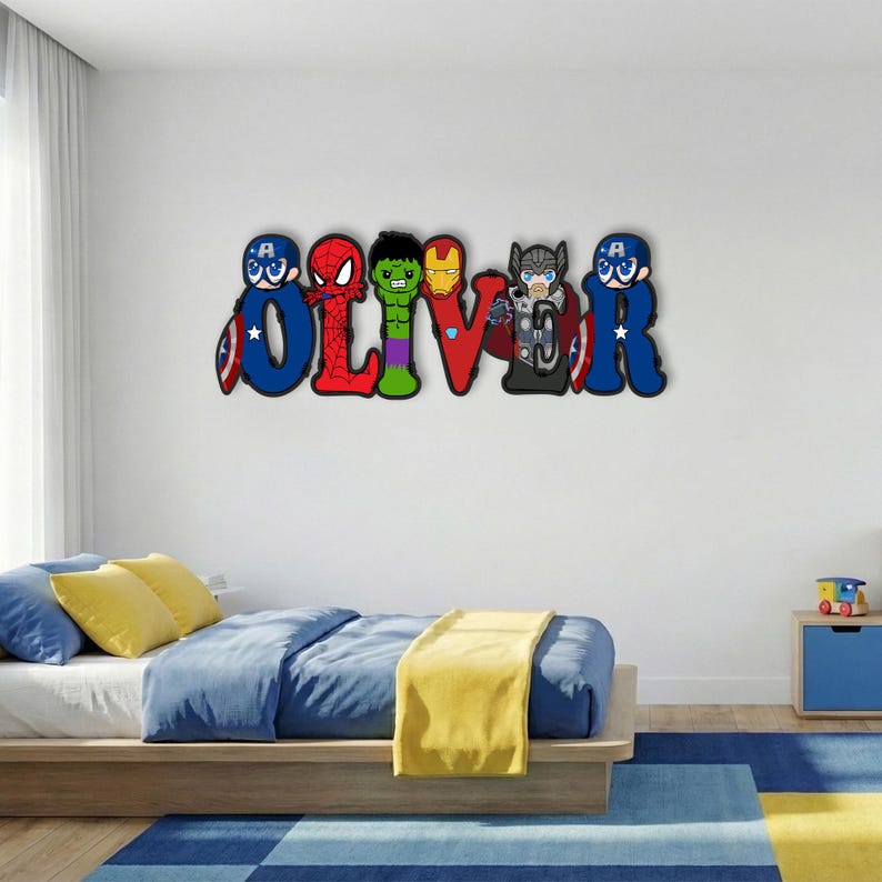 Personalized Superhero Name Sign, Avengers Inspired Wooden Name Letters ...