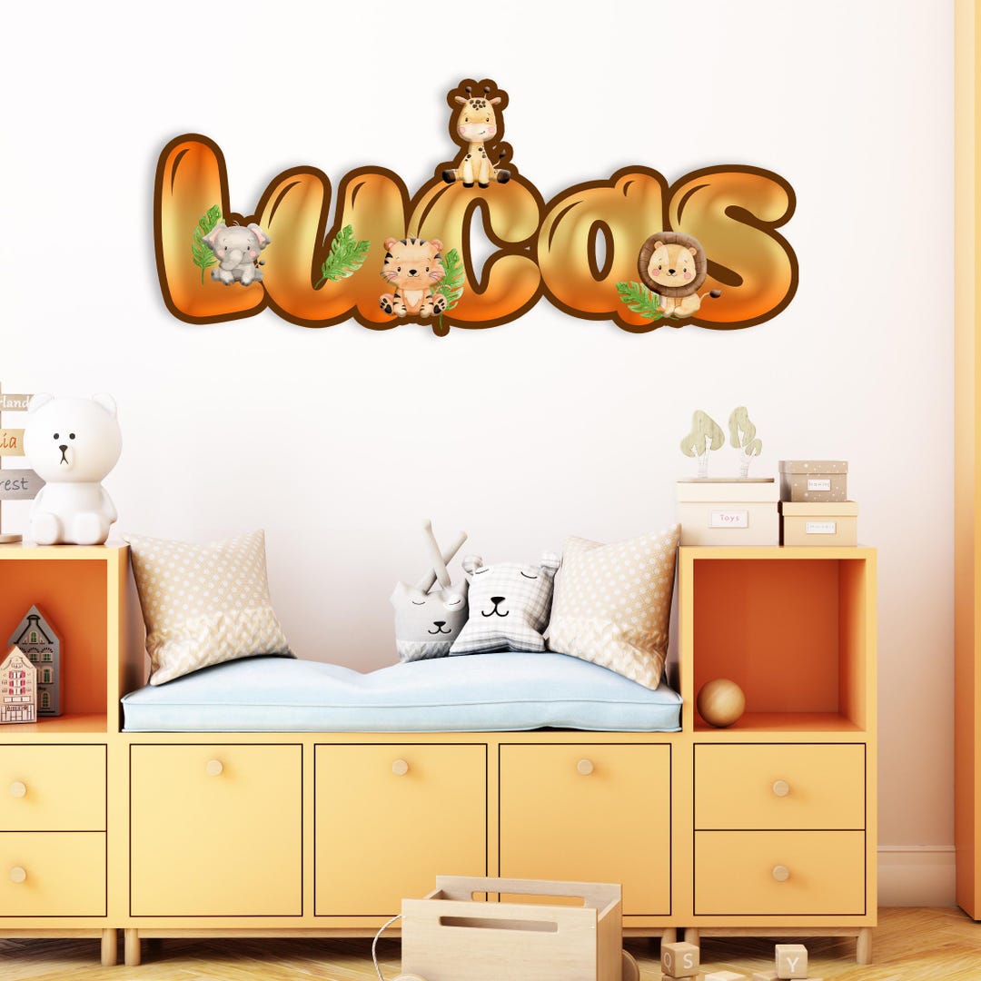 Custom Safari Animal Wooden Name Sign, Jungle Nursery Decor - Etsy