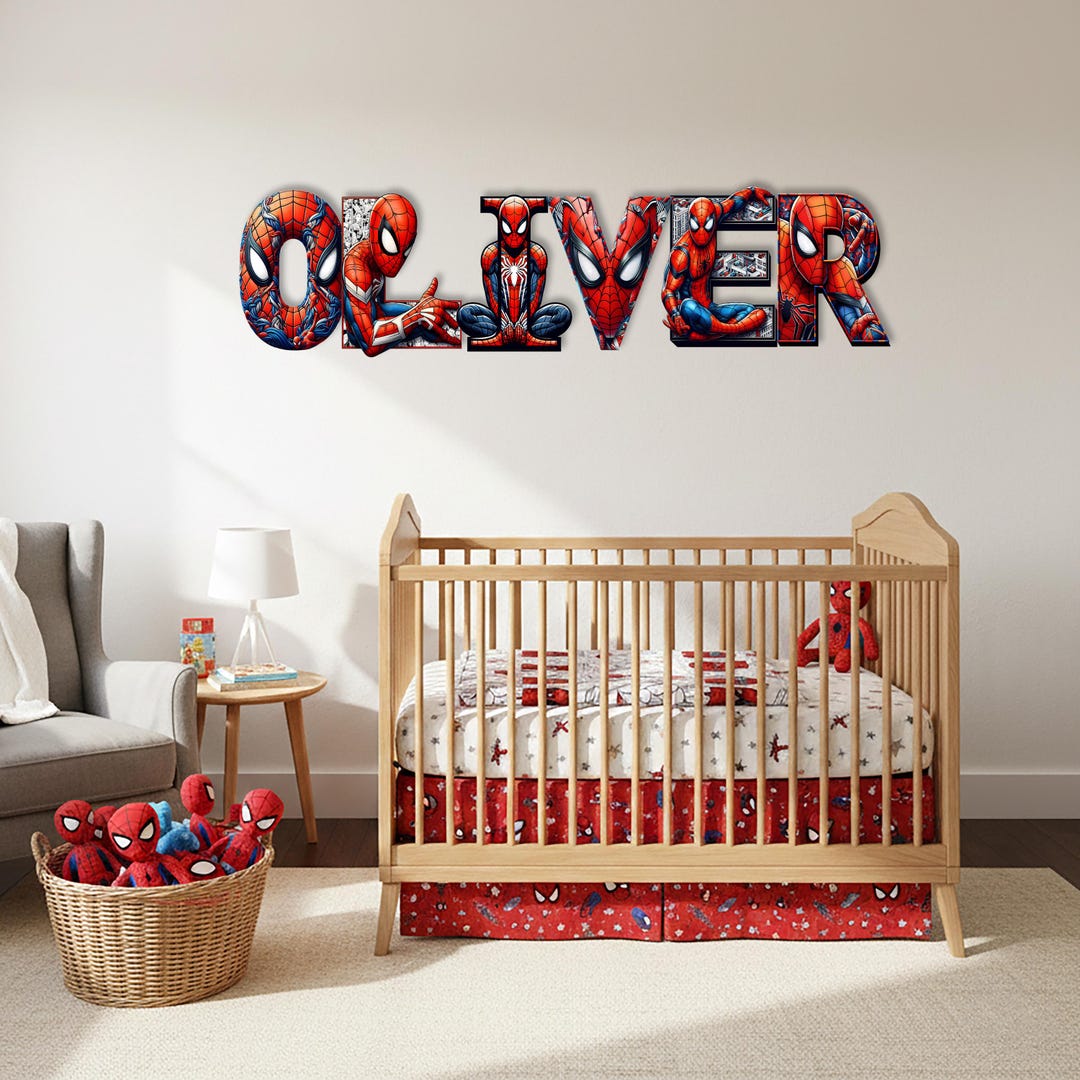 Personalized Spider Man Name Sign, Superhero Wooden Letters, Custom ...