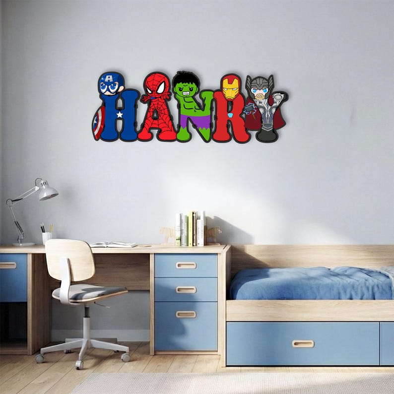 Personalized Superhero Name Sign, Avengers Inspired Wooden Name Letters ...