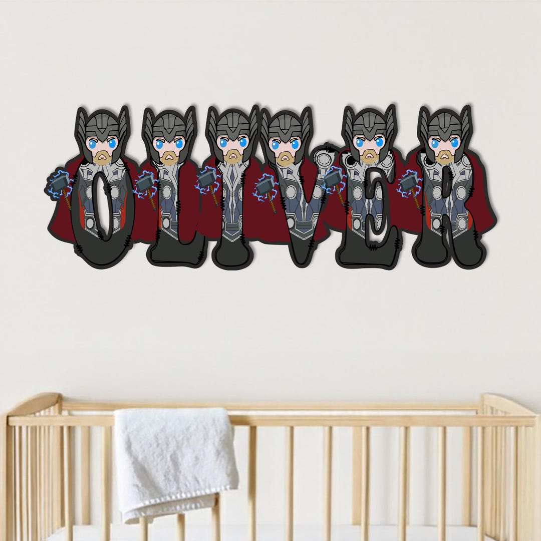 Personalized Superhero Wooden Name Sign for Boys Room, Thor Inspired ...